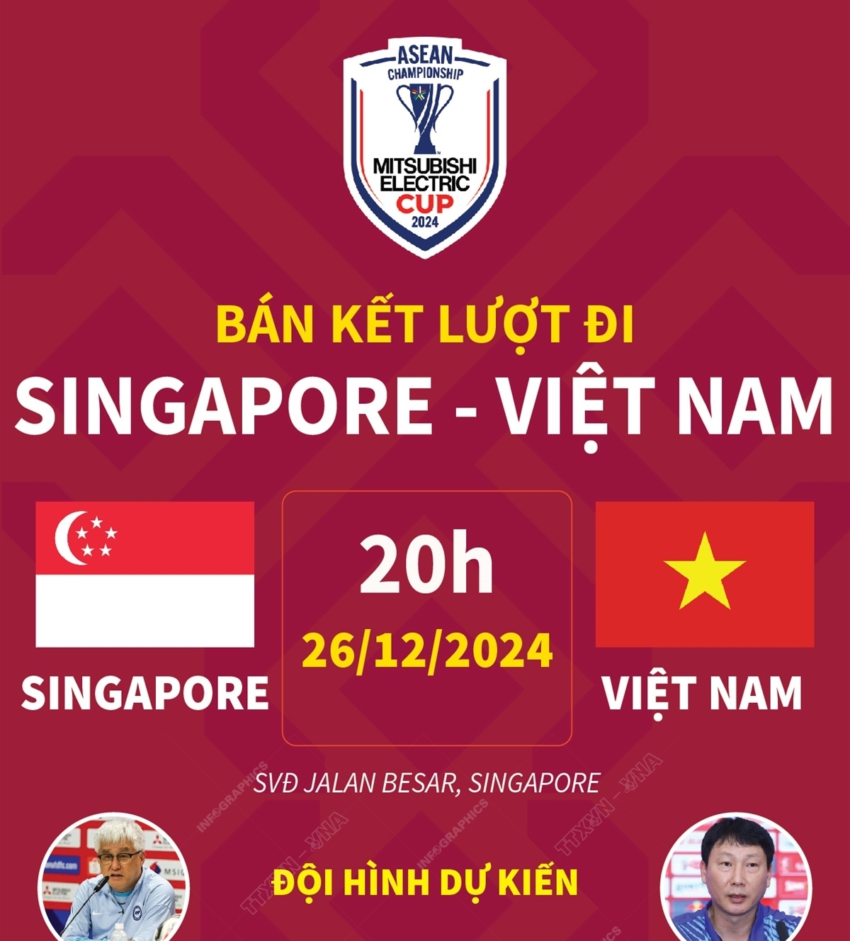 Bán kết lượt đi ASEAN Cup 2024: Việt Nam đối đầu Singapore