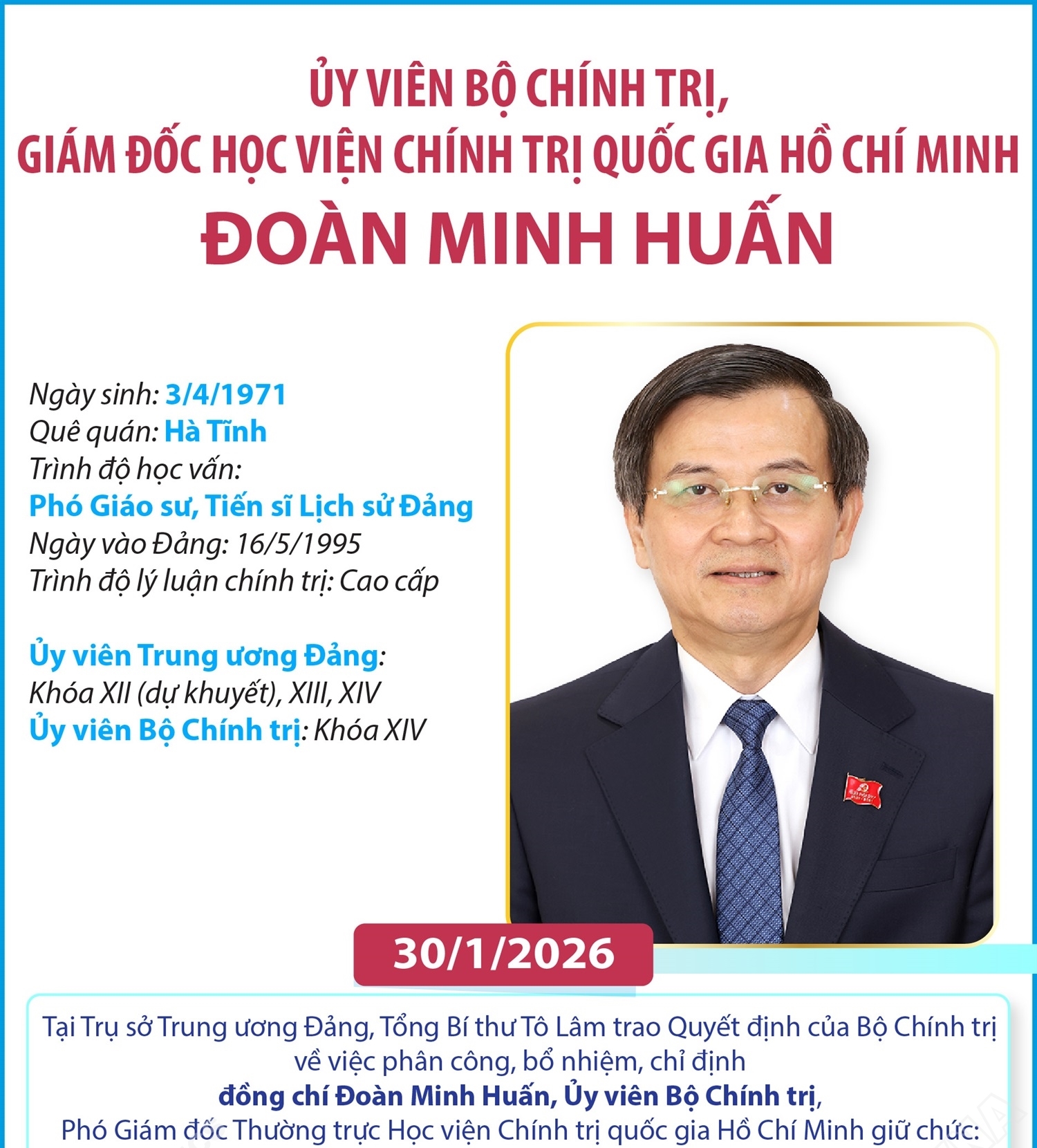 Ủy viên Bộ Chính trị, Giám đốc Học viện Chính trị quốc gia Hồ Chí Minh ...
